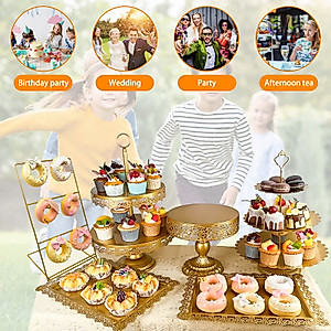 Gold Cake Stand Set-7 Pcs Gold Cupcake Stand-Gold Dessert Table Display Set Table Decoration Display Tower Plate for Baby Shower, Wedding, Birthday Party, Chrismas Celebration