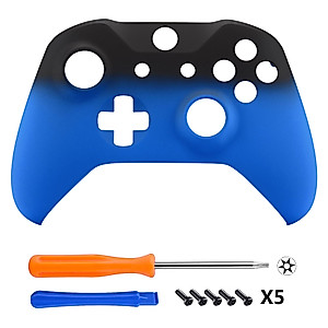 eXtremeRate Shadow Blue Faceplate Cover, Soft Touch Front Housing Shell Case, Comfortable Soft Grip Replacement Kit for Xbox One S & Xbox One X Controller - Controller NOT Included