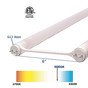 ELB Electronics LEDT8-17-850-B-FHF U6 10-Pack LEDT8-17-850-B-FHF U6, Plug and Play LED 6" U-Bend lamp, 17.5W, 5000K (Daylight), T8 and T12 Ballast Compatible, ETL Listed, White (Pack of 10)