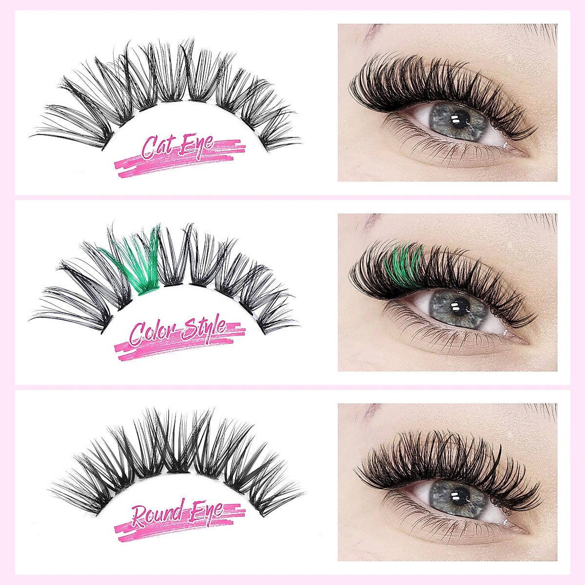 Individual Cluster Lashes 320Pcs Colored Lash CLusters DIY Eyelash Extensions 8-16mm D Curl Eyelash Clusters DIY at Home Lash Extension Fluffy Wispy Colored Lashes by ALPHONSE