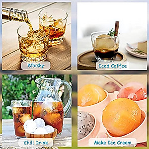 Whiskey Ice Ball Mold, HONYAO Ice Ball Maker Mold 100% Silicone Round Sphere Ice Cube Tray with Clear Individual Lid, 2.4in Large Spherical Ice Ball Molds for Cocktails Bourbon Rum - 4 Iceballs