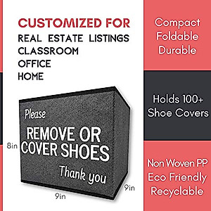 RE GOODS Shoe Covers Box | Disposable Shoe Bootie Holder For Realtor Listings and Open Houses | Please Cover or Remove Shoes Bin | Shoe Bootie Box