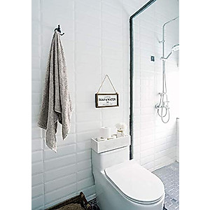 Mkono Bathroom Decor Box Toilet Paper Basket Wood Tank Topper Basket Holder with Mason Jar and Flower Bathroom Behind Toilet Top Storage Organizer Box Farmhouse Rustic Home Decor, White