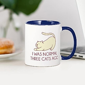 CafePress I Was Normal Three Cats Ago Mug Ceramic Coffee Mug, Tea Cup 11 oz