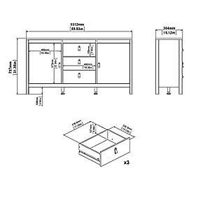 Tvilum, White Madrid 2 Door Sideboard with 3 Drawers