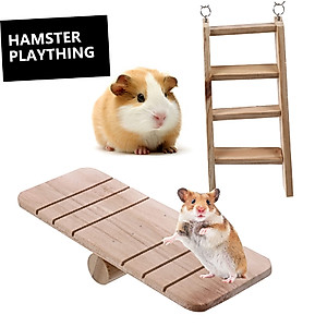 FRCOLOR 2pcs Pet Teething Products Small Animals Ladder Bird Hamster Cage Toys Rat Hideout Toy Climbing Toys Small Animal Toys Guinea Pig Chewing Rat Bridge Wooden Teething Supplies