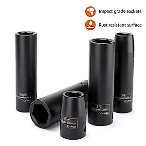 Amazon Basics 3/8-Inch Drive 6 Point Impact Socket Set with Carrying Case - 44-Piece