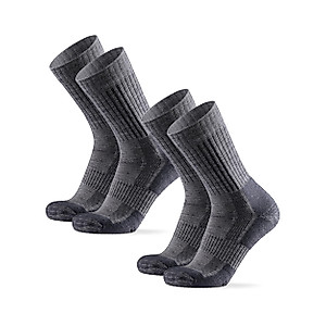 DANISH ENURANCE Premium Outdoor Hiking Socks, Merino Wool, Men & Women, 2 Pack, Light Grey, Large