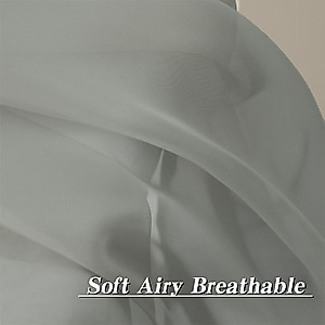 HUTO Sage Grey Sheer Curtains 54 inches Long for Bedroom Top Rod Pocket Sheer Window Panels Curtains for Nursery Living Room 52 by 54 Inch Length Set of 2