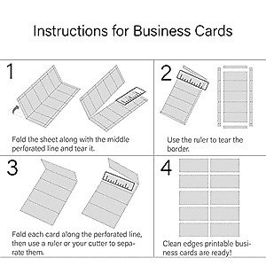 VANRA 1000 Cards Printable Business Cards 3.5x2 in Perforated Card Stock Paper for Laser & Inkjet Printers, 100 Sheets (White)