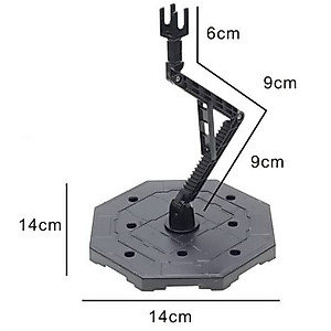 Bioristar HG RG Hobby Action Base Gundam Model Stand Hobby Display Stand Model Pieces Shelves Plastic Rack Organizer (1/144 Scale) (4 pack Black with 1 pack shelf)