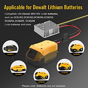 20V to 12V Step Down Converter for DeWalt 20V Power Wheels Battery Adapter, DC 12V 20A 240W Buck Converter Regulator with 30A Fuse & Wire Terminal