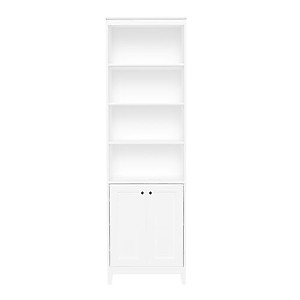 Prepac Yaletown Bookcase with Doors, White Storage Cabinet with Doors and Shelves, Accent Cabinet 23.75" W x 79.50" H x 12.25" D, WSBR-2310-1