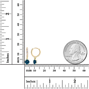 Sterling Silver Yellow 5mm London Blue Topaz & Created White Sapphire Dangling Huggie Earrings