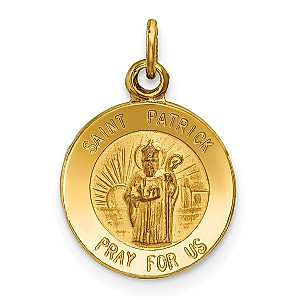 IceCarats 14K Yellow Gold Saint Patrick Medal Necklace Charm Pendant 19mm x 12mm Only