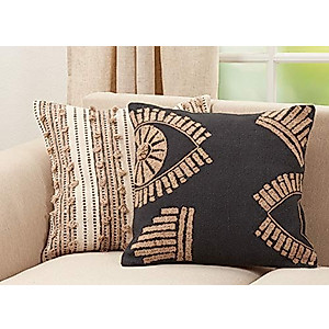 SARO LIFESTYLE Dinah Collection Eye Embroidered Throw Pillow with Poly Filling, 20", Black