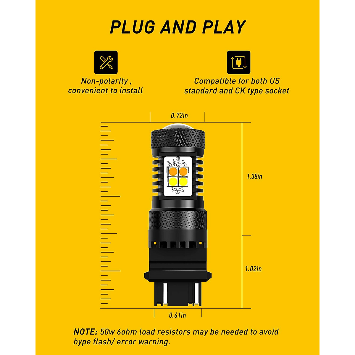 AUXITO White and Amber Dual Color Switchback 3157 3155 3457 4157 LED Bulbs with Projector 3030 Chipsets for Car Turn Signal Lights Parking Lights, (Pack of 2)