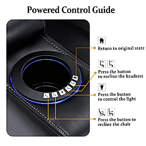 Merax Home Theater Seating,Power Motion Recliner Living Room Furniture with Adjustable Headrest Hidden Arm Storage LED Lighting, Black