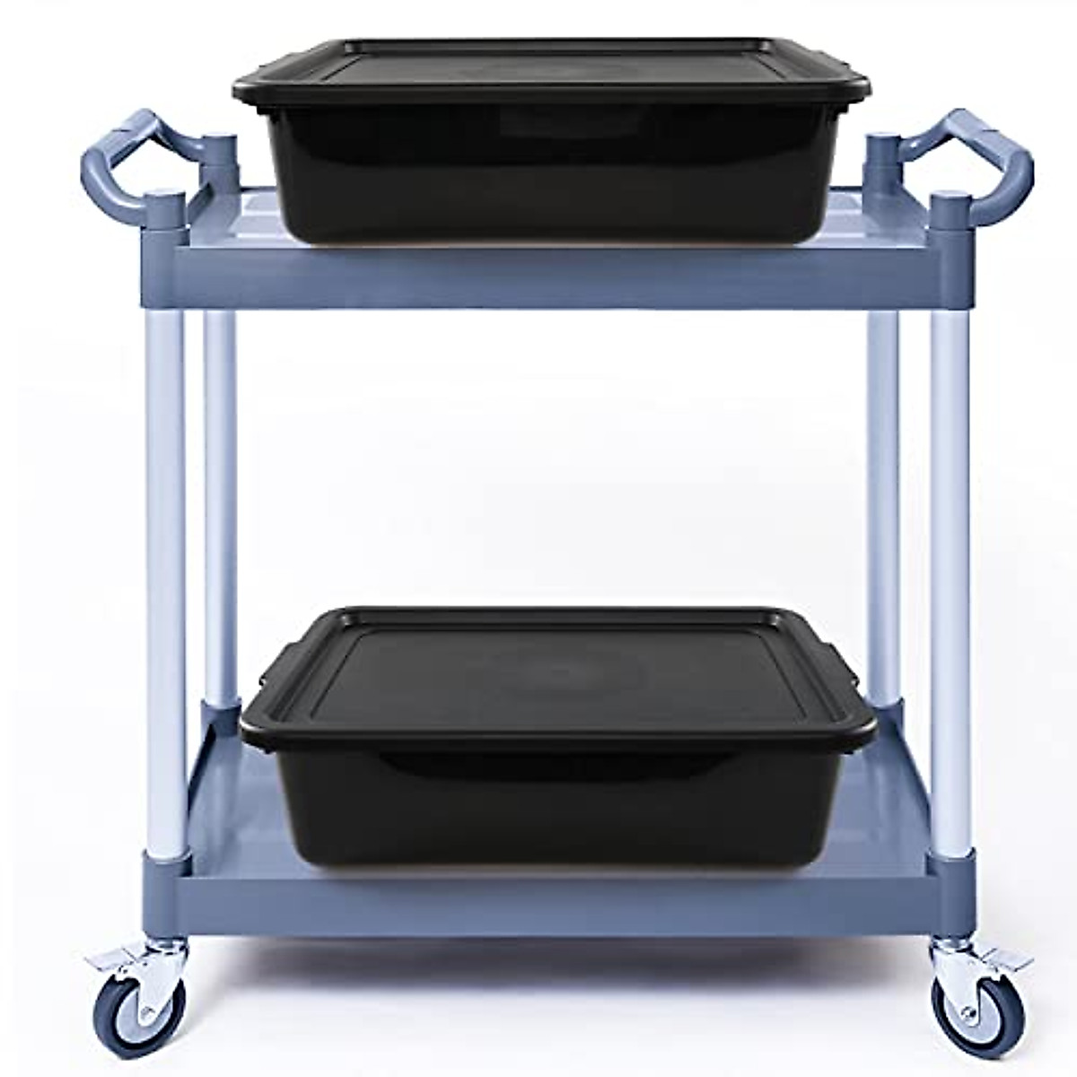 Yuright 4 Pack Black Bus Tub with Lids, 13 L Food Grade Commercial Bus Tubs