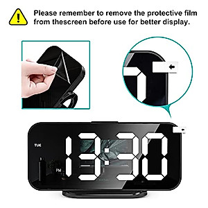 EDUP LOVE Digital Alarm Clocks, LED Mirror Electronic Clock, Snooze Mode, 12/24H, Adjust Brightness, Modern Desk & Wall Clocks for Bedroom Living Room Office - Black