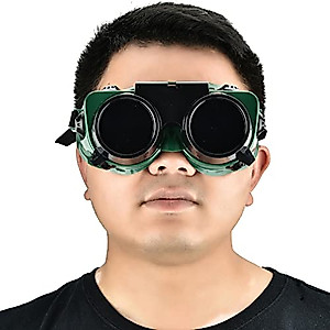 Flip-Up Front Welding Goggles, Safety Eye Protection Welder Goggles with 50 mm Lens, Protective Glasses Used for Welding, Soldering, Torching, Brazing & Metal Cutting