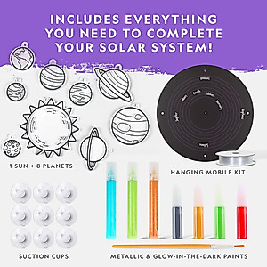 NATIONAL GEOGRAPHIC Kids Window Art Kit - Stained Glass Solar System Arts & Crafts Kit with Glow in The Dark Planets, Use as Window Suncatchers, Hanging Decor from Ceiling, Mobile, Space Room Decor