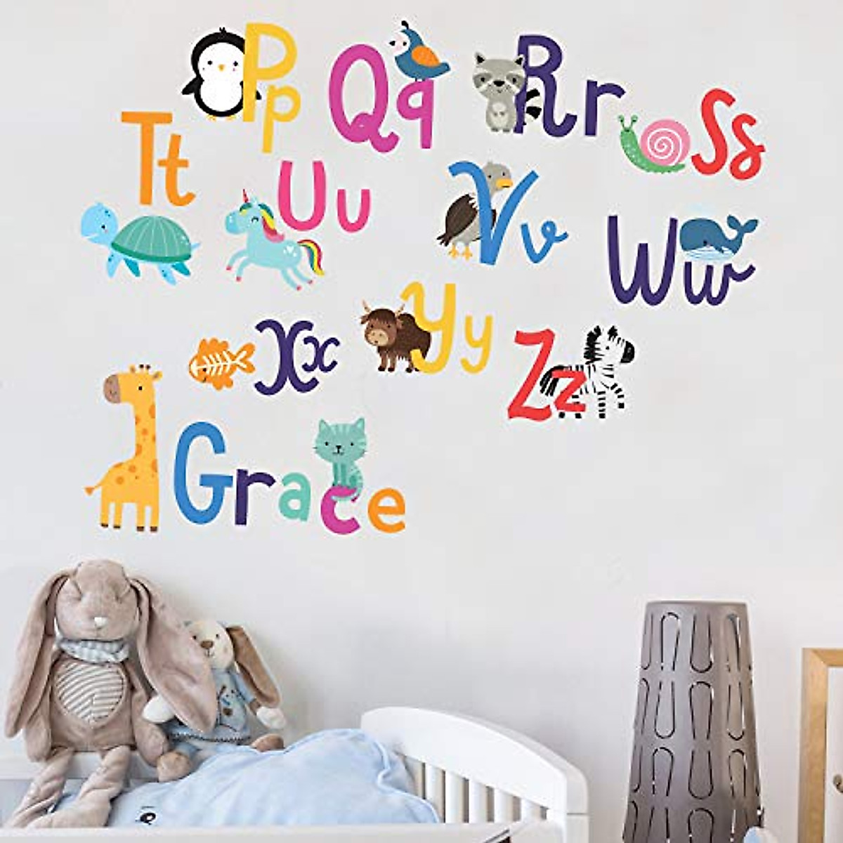 Alphabet Wall Decals for Kids Rooms - ABC Toddler Boy and Girl Playroom Décor Animal Stickers - Wall Decals for Kids Rooms