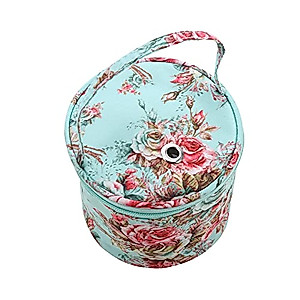 MagiDeal Yarn Storage Bag with Handle, Polyester Holder Case, Gift Tote Zipper Closure Crocheting Knitting Supplies Crochet Bag for Knitting Lovers, Flower