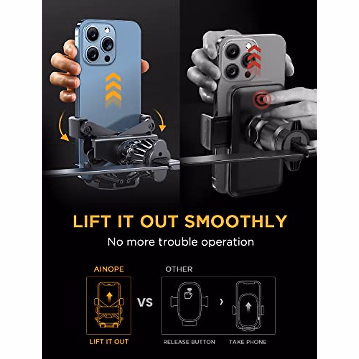 AINOPE Car Phone Holder Mount 2023 Upgrade Gravity Car Phone Mount with Newest Air Vent Clip Auto Lock Hands Free Cell Phone Holder Mount for Car Compatible for iPhone 14 Pro Max 13 12 & All Phones