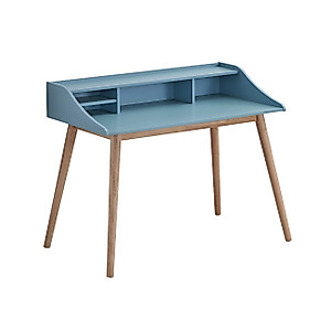 Roundhill Furniture Roskilde Storage Wood Office Desk, Blue