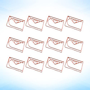Operitacx 12pcs Cartoon Metal Binder Home Envelope Organizer Office Clip Bookmark Paper Kids Clamps Rose Gold Shape Creative for Adorable Document Gift Photo Holder File