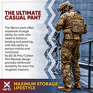 Vertx Recon Mens Combat Pants with Cargo Pockets, Overt Tactical Gear Uniform Clothing for Men, Multi-Cam, 38x 30