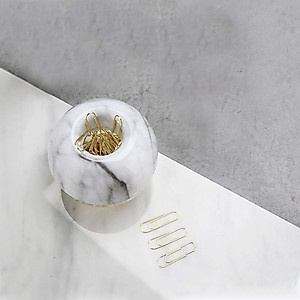 MultiBey Gold Paper Clips in Elegant Magnetic Marble White Clip Holder, 28mm, 100 Clips per Box