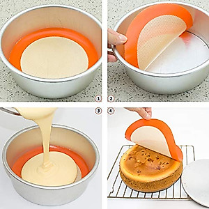 Round Silicone Baking Mats for 8 Inch Cake Pan, Food Grade, Non-Stick, Reusable Silicone Mat for Baking Pan for Bread/Tortilla/Macaron/Pastry/Pie/Bun or 9 Inch Pizza Pan, 2PCS