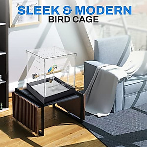 PENNZONI Small Bird Cage, Acrylic Birdcage, Crystal Clear Acrylic Cage for Birds, Bird House for Parrots, Bird Cages for Parakeets