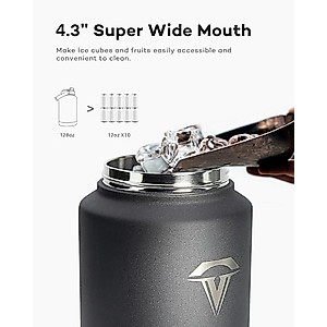 Topre 128oz Water Bottle Insulated, One Gallon Stainless Steel Vacuum Wide Mouth Water Jug Handle 18/8 Food-grade Double Wall Copper Plated Leak-Proof Thermo Mug for Outdoor Camping Family Trip