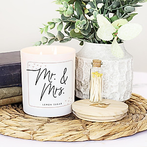 Simply Said, INC Lemon Scented Wedding Candle - Mr & Mrs Wedding Gifts for Couples, Just Married Candle - Lemon Scented Soy Candle - CDL1419