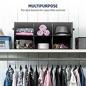 Freestanding Shoe Organizer No Tools Required 6 Big Sections Fits Men's Shoes, Compact For Entryways, Closets Also Ideal For Accessories, Durable Cardboard Covered With Smooth Fabric Foldable Straps