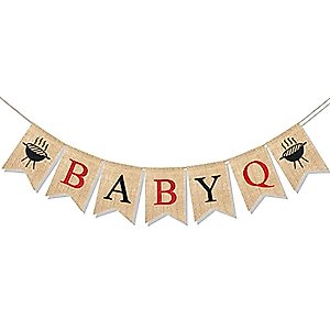 Uniwish Baby Q Banner for Baby Shower Birthday Party Decorations Summer BBQ Barbecue Picnic Party Supplies Photo Backdrop