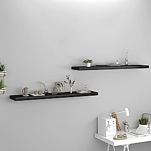 DYRJDJWIDHW Floating Wall Shelves 2 pcs Bookshelf for Bedroom,Shelves,Wood Bookcase,Suitable for Bedroom, Office, Living Room, Study,Black 47.2"x9.3"x1.5" MDF