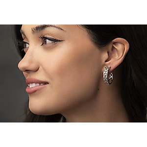 Natalia Drake Antique Style 1/5 Cttw Diamond Hoop Earrings for Women in Rhodium Plated 925 Sterling Silver