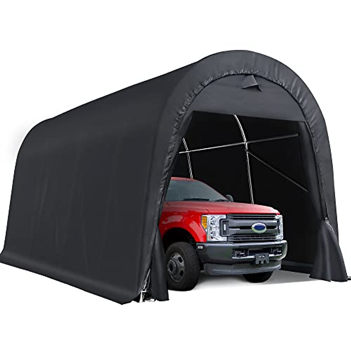 Marvoware 10' x 20’ x 9' ft Snow Resistant Heavy Duty Carport, Round Roof Storage Shed with Front & Rear Zipper Door for Full-Size Truck and Boat, Portable Garage Tent Shelter for Outdoor Use