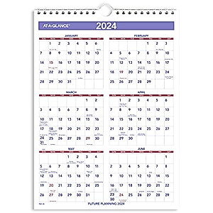 AT-A-GLANCE 2023 Wall Calendar, 8" x 11", Small, Ruled Blocks, Spiral Bound, Monthly (PM128)