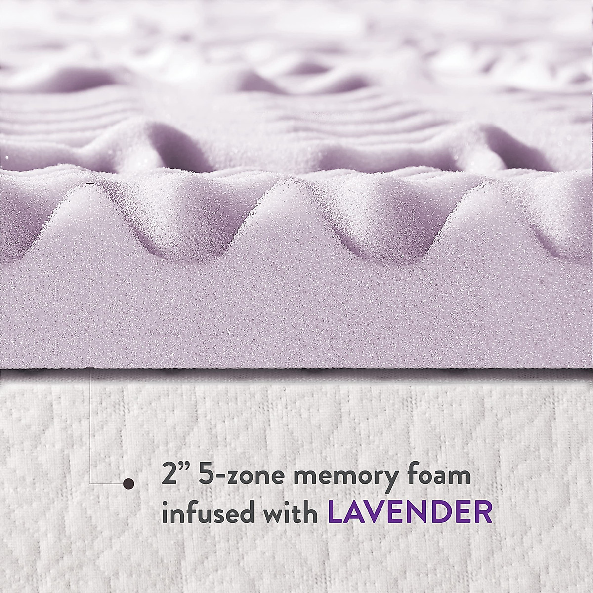 Mellow 2 Inch 5-Zone Memory Foam, Soothing Lavender Infusion, Full Mattress Topper
