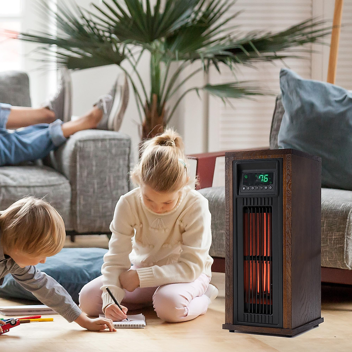 LIFESMART GLOBAL Tower Heater, Portable Indoor 23" Infrared Quartz Space Heater, 1500W