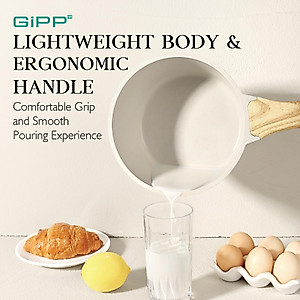 GiPP 1.5Qt & 2.5Qt Sauce Pan Set with Lid Nonstick - White Granite Non Stick Saucepan 4Pcs Sauce Pots Cooking Pot with Stay-cool Handle, Small Kitchen Pots Set Induction Pot, PFOA Free