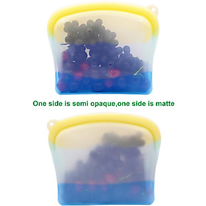 FUSMYE 2 Pack Extra Large Pure Silicone Food Storage Bags, 68oz, Stand Up Reusable Food Storage Containers, Ideal for Kitchen Camping, Microwave Freezer Dishwasher Safe, Leak-free