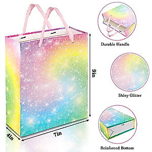 La Comme Medium Size Gift Bags-Colorful paper Bag with Tissue Paper with Handles Bulk for Christmas,Wedding,Baby Shower,Birthday,Thanksgiving,Graduations,Mothers Day,Fathers Day,Parties,Party Favor Decor,Birthdays,Graduations,pack of 4 -9"X7"X4" reusable