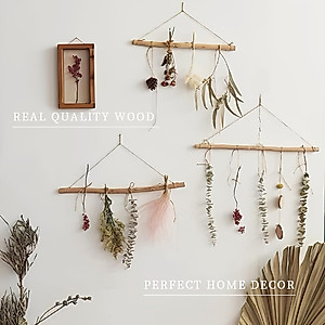 Logs for Decoration Natural Driftwood Decorative Branches Home Wall Hanging Decor Jewelry Organizers with 5 Hooks (15 Inch)