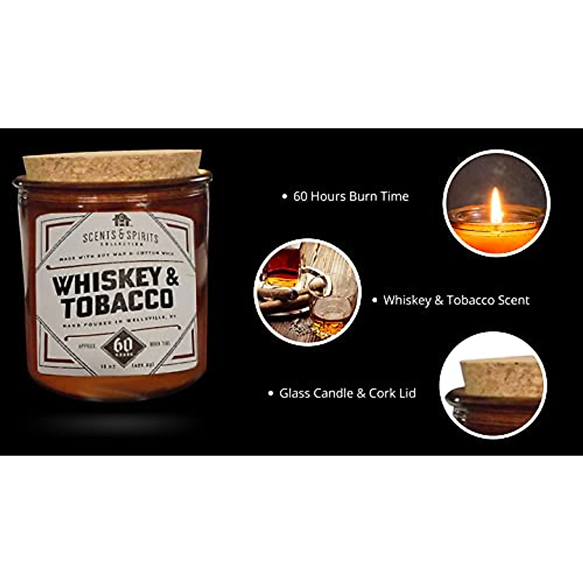 Patriot candles scents and Spirits Whiskey and Tobacco 15oz